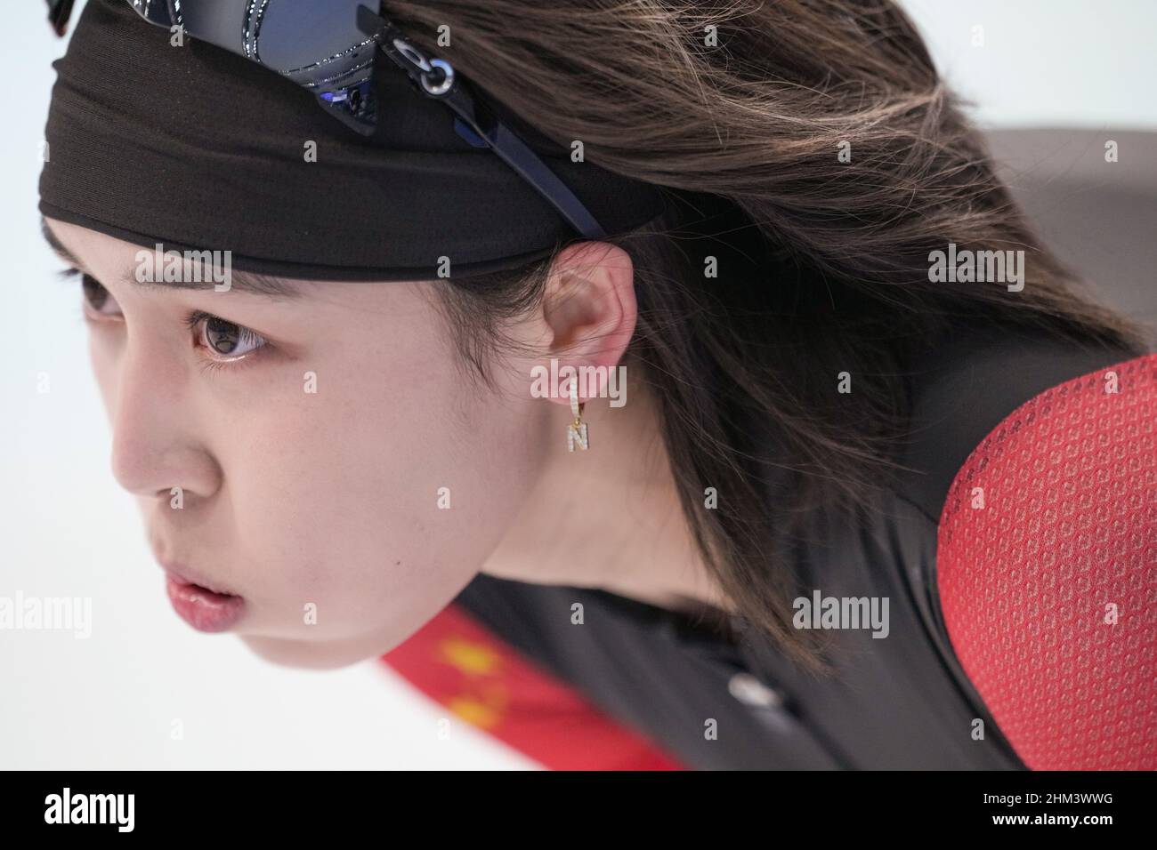 Beijing, China. 7th Feb, 2022. Ahenaer Adake of China reacts after the ...