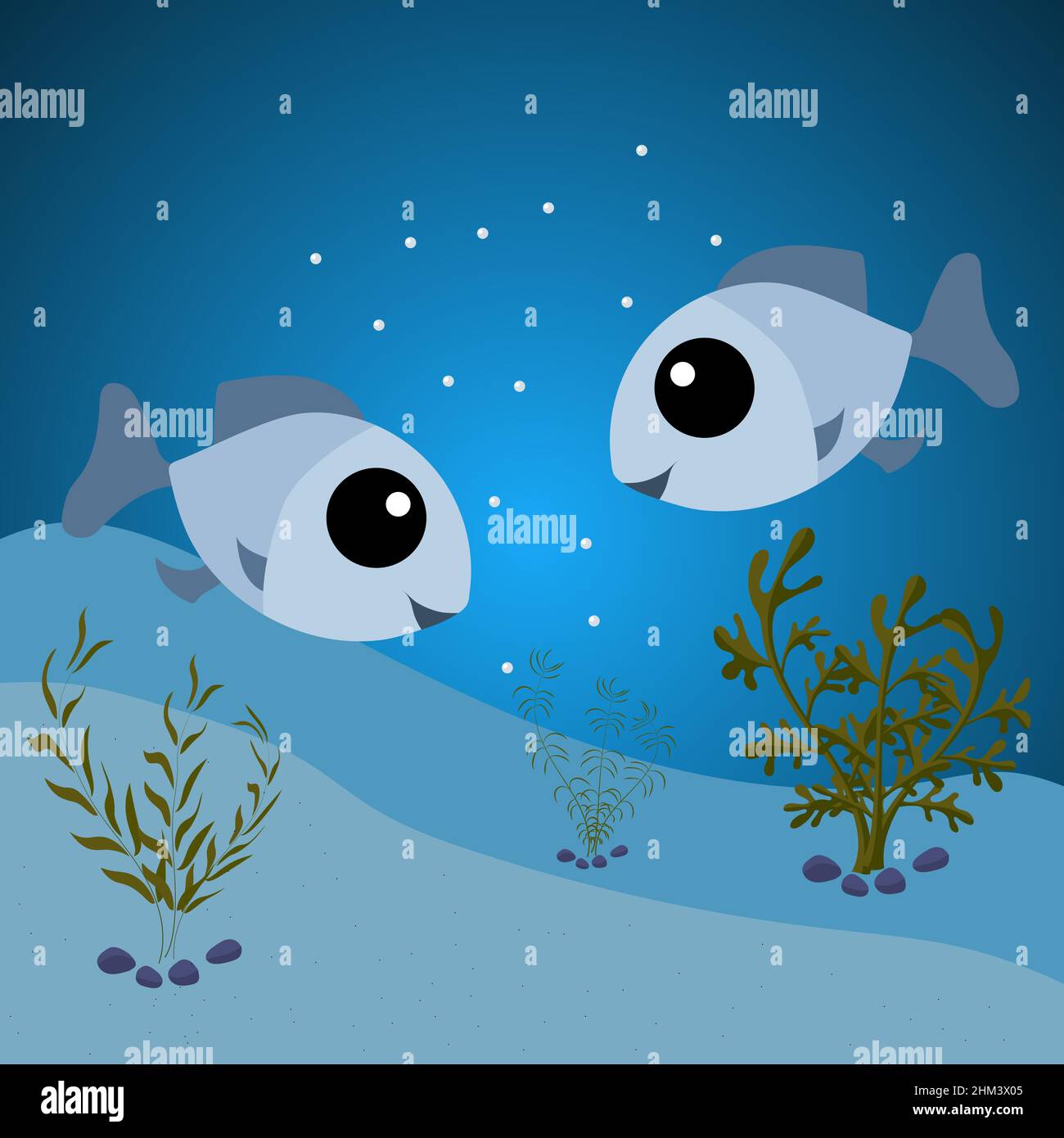 Two funny fish are swimming in the sea.. Vector EPS 10 Stock Vector ...