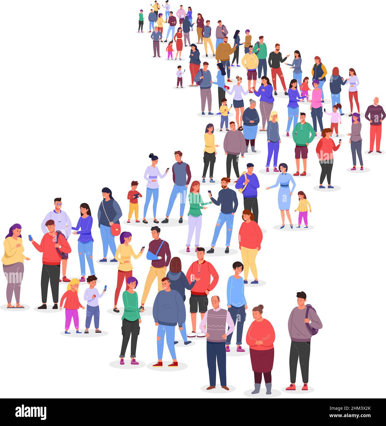 Long queue of crowd. People line marketing traffic, path together ... Long queue of crowd. People line marketing traffic, path together ...