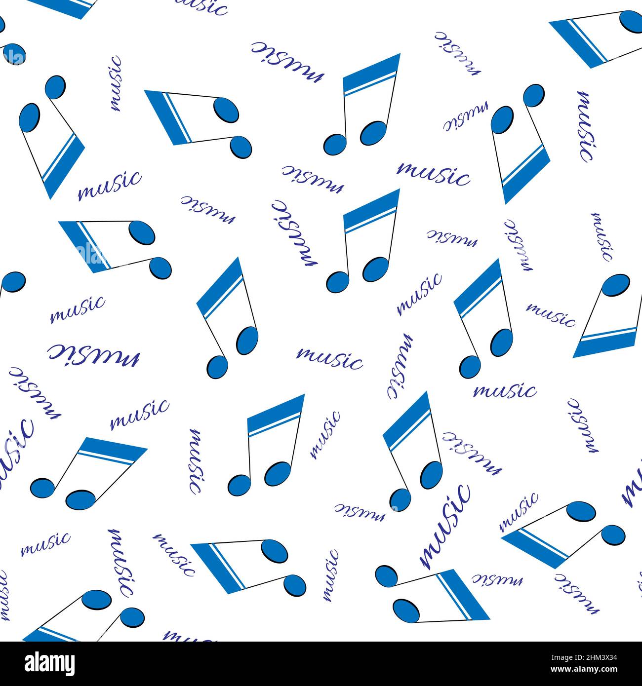 Background of notes and the word music on a white background. Abstract ...
