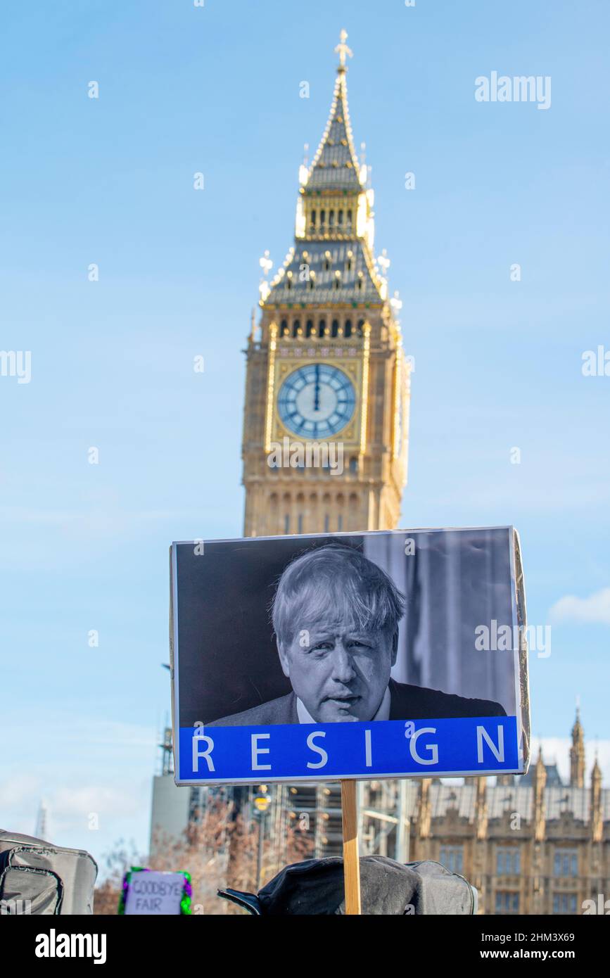 London, UK, 5th February 2022. Campaign sign at the Make Votes Matter ...