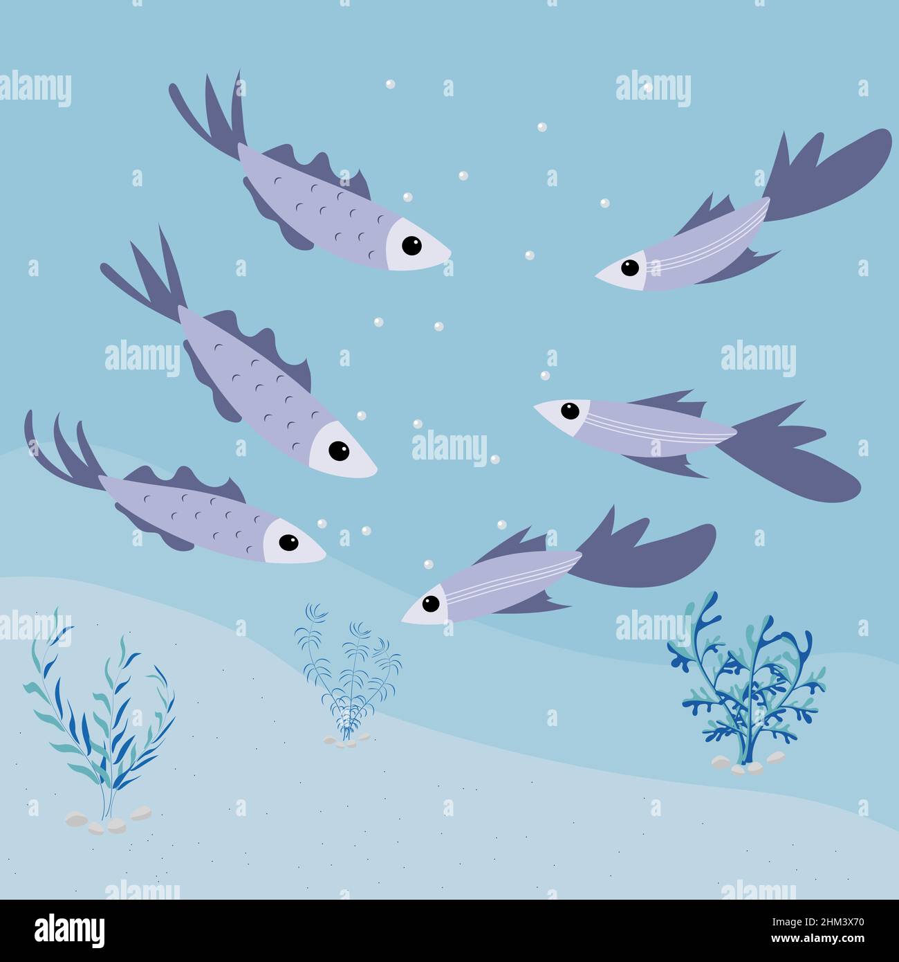 Fish swim in the sea. Vector EPS 10 Stock Vector Image & Art - Alamy