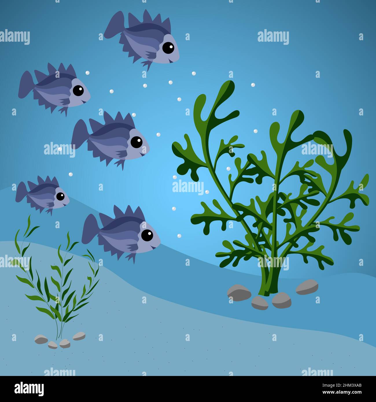 Four funny fish swim in the sea. Vector EPS 10 Stock Vector Image & Art ...
