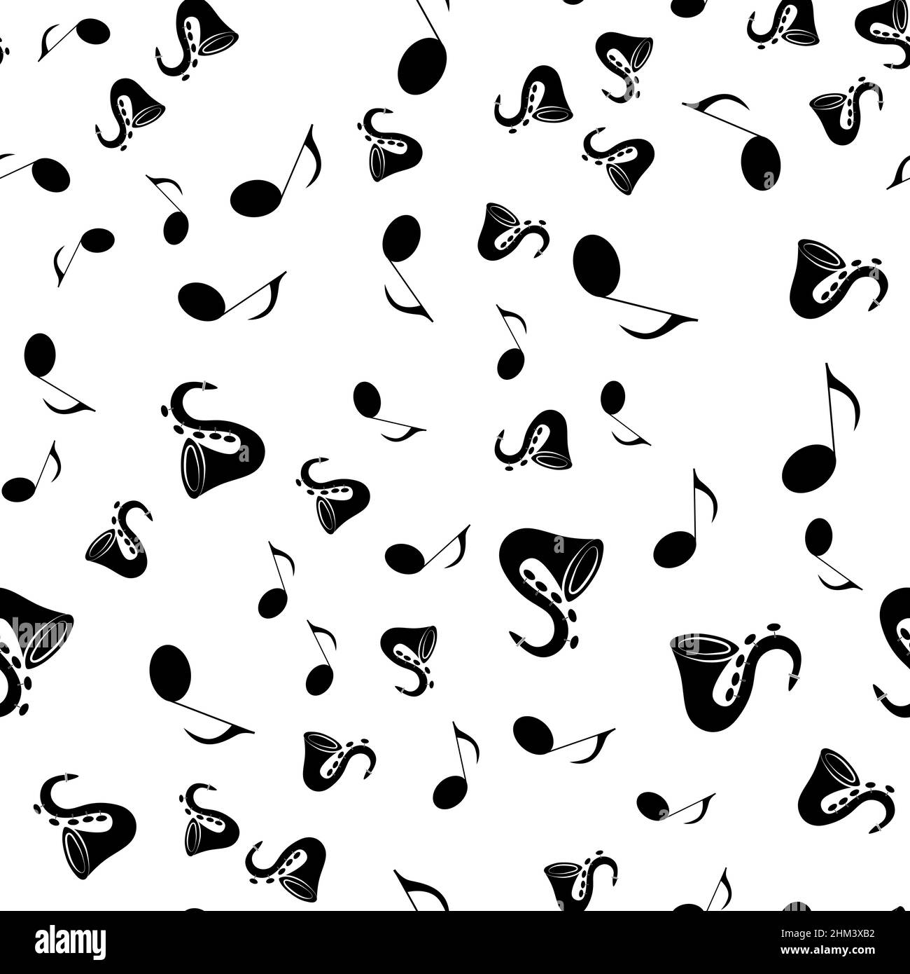 Saxophone and music notes on a white background. Abstract Music ...