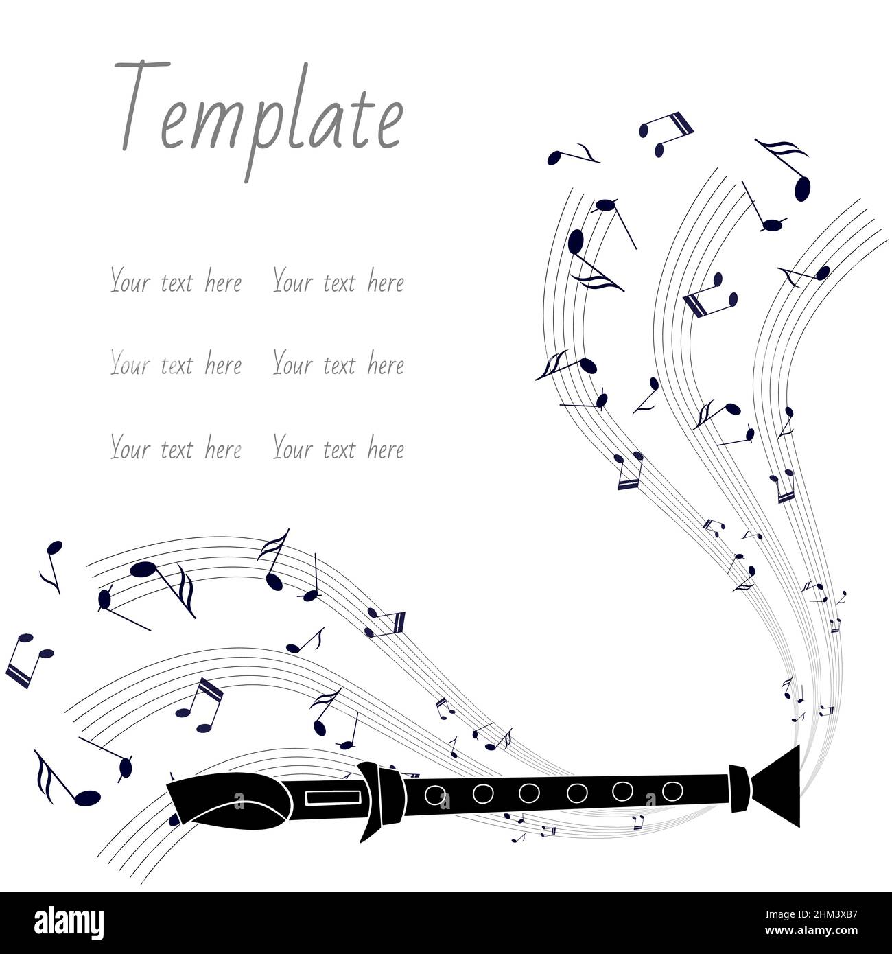 Flute and musical lines on a white background. Musical poster for your ...