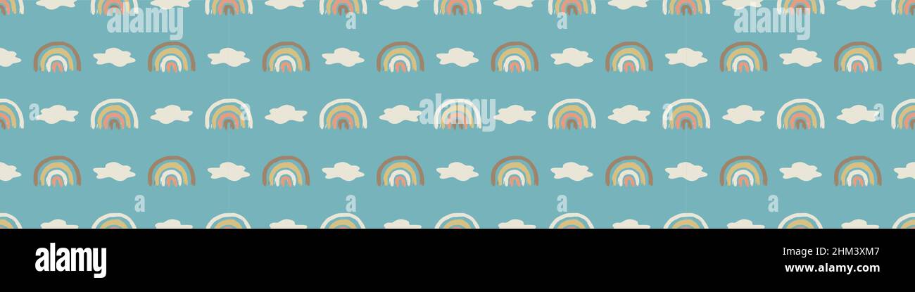 Gender neutral rainbow seamless vector border. Simple whimsical ...