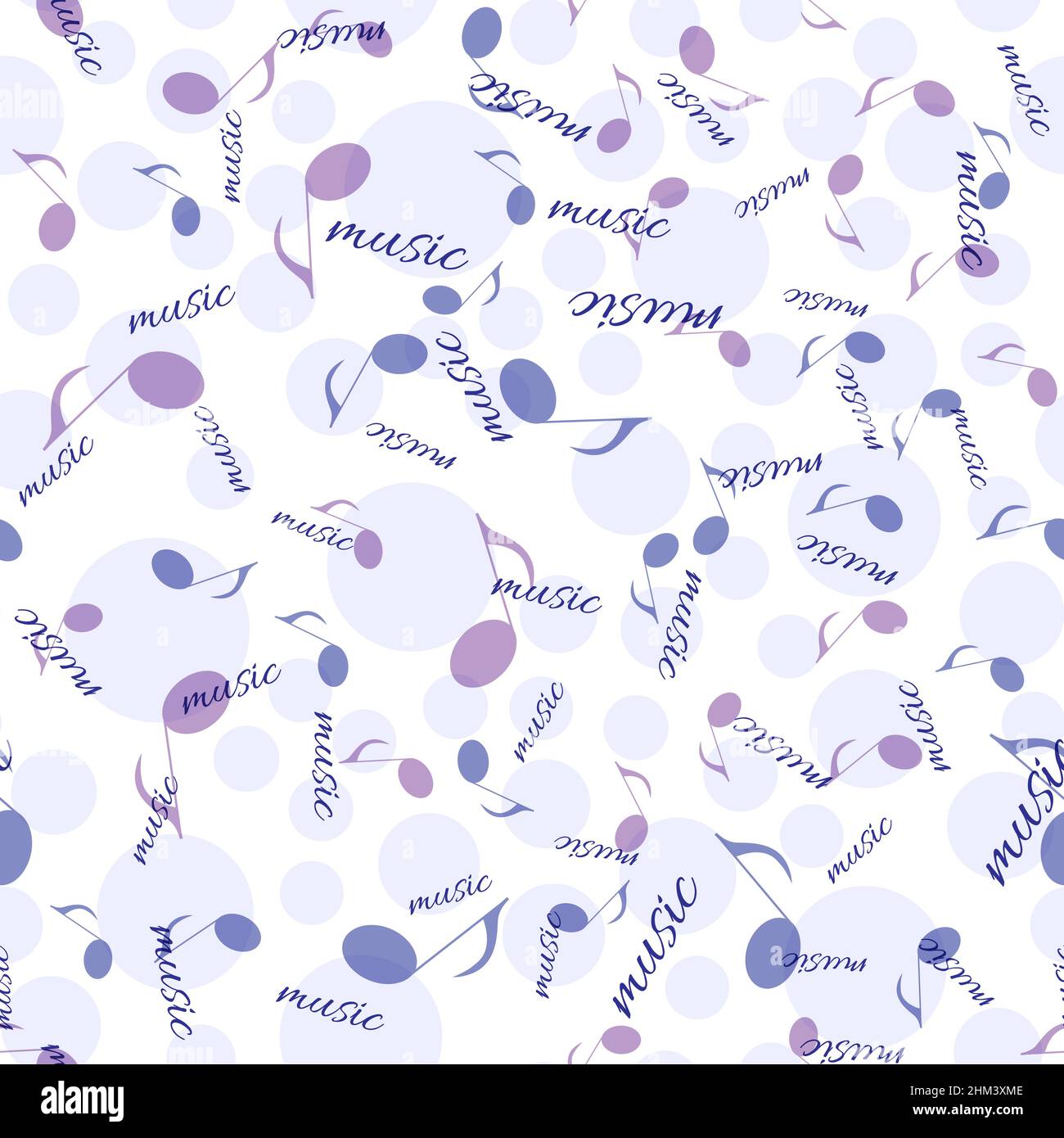 Musical background from notes, circles and the word music on a white ...