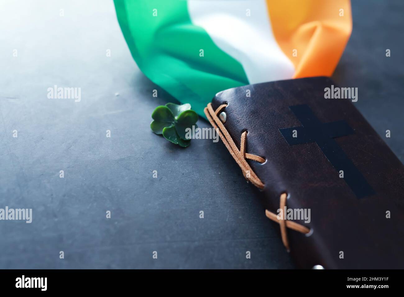 A leather-bound Bible on the table. Religious Christian Irish ...
