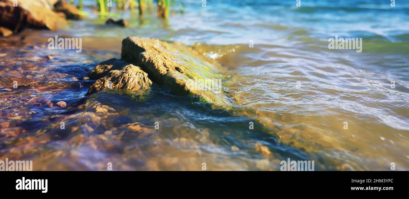 Water surface. The texture of the water. Waves on the lake windy ...