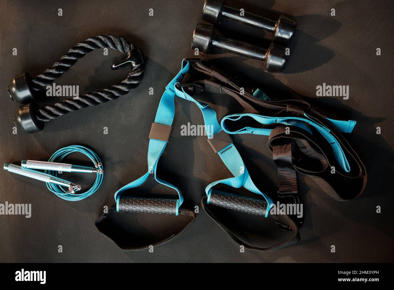 Triceps rope and various resistance bands and resistance strap on ...