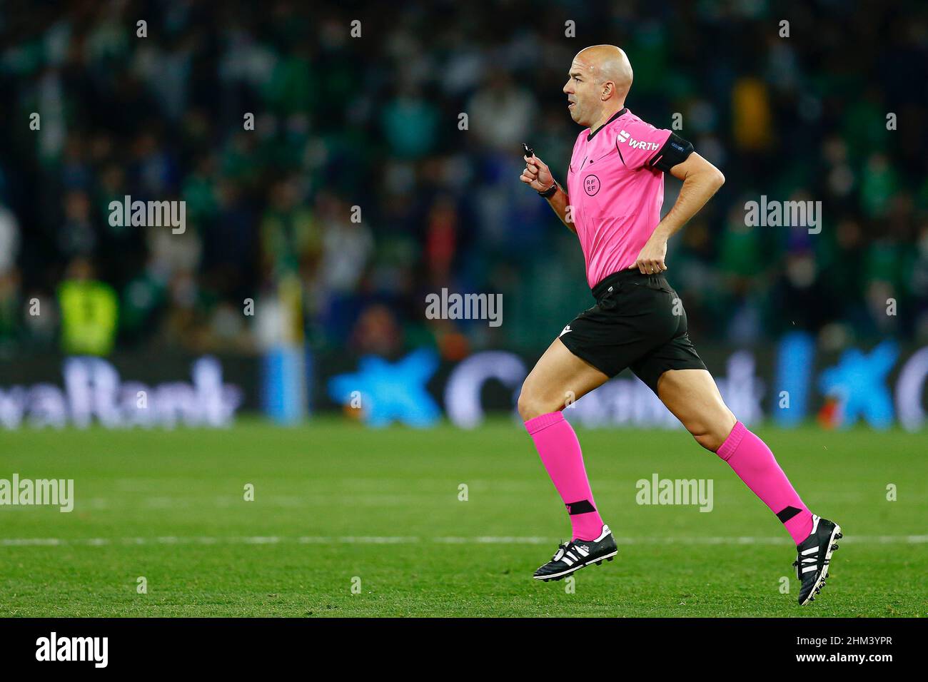 The referee Pablo Gonzalez FuertesPau Torres of Villarreal CF ...