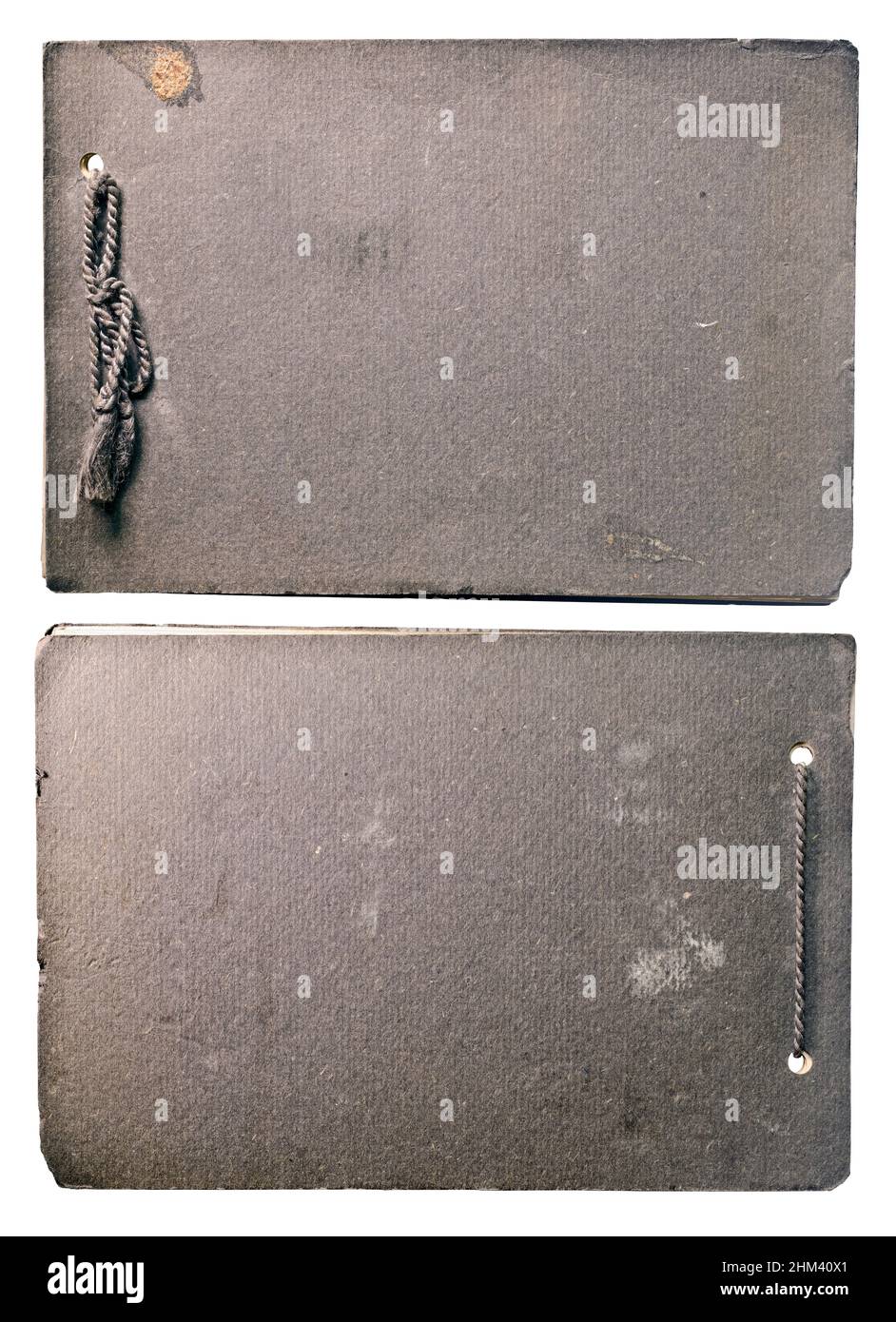 Old photo book with cords - front and back - circa 1938 Stock Photo - Alamy