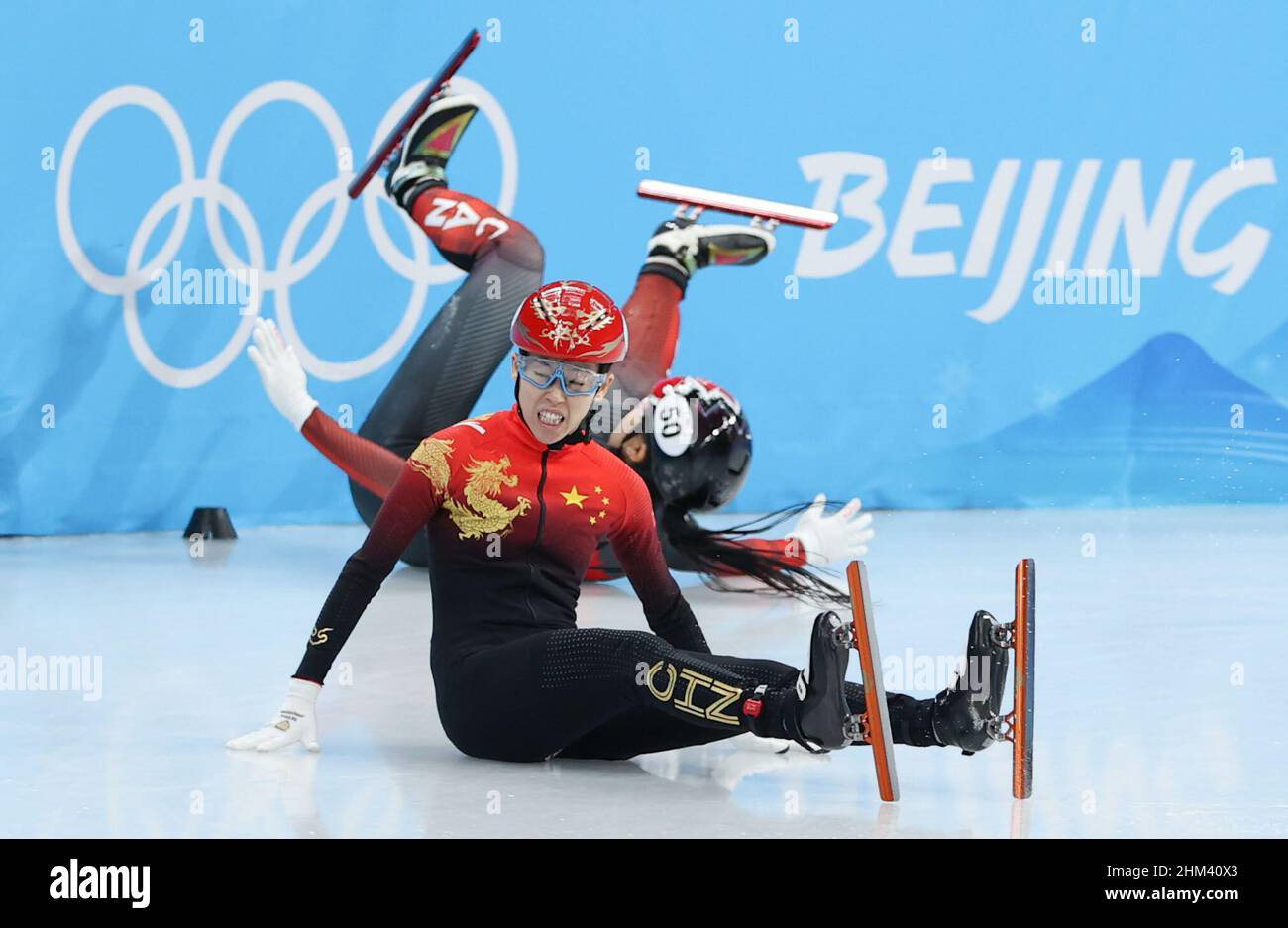Beijing, China. 7th Feb, 2022. Fan Kexin (front) of China and Alyson ...