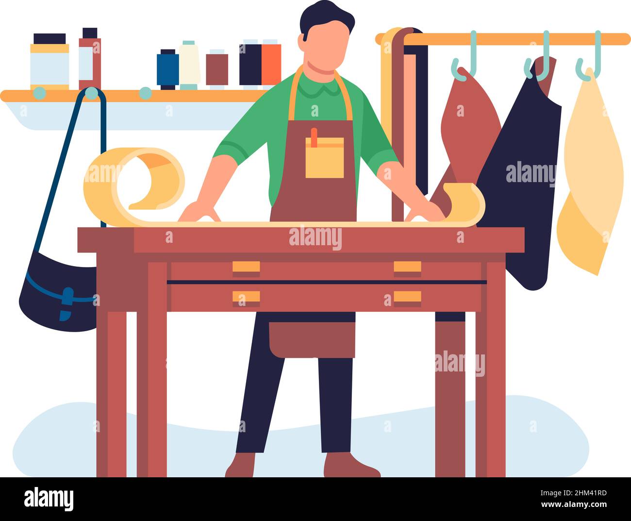 Woodworker making wooden table. Cabinet maker working Stock Vector ...
