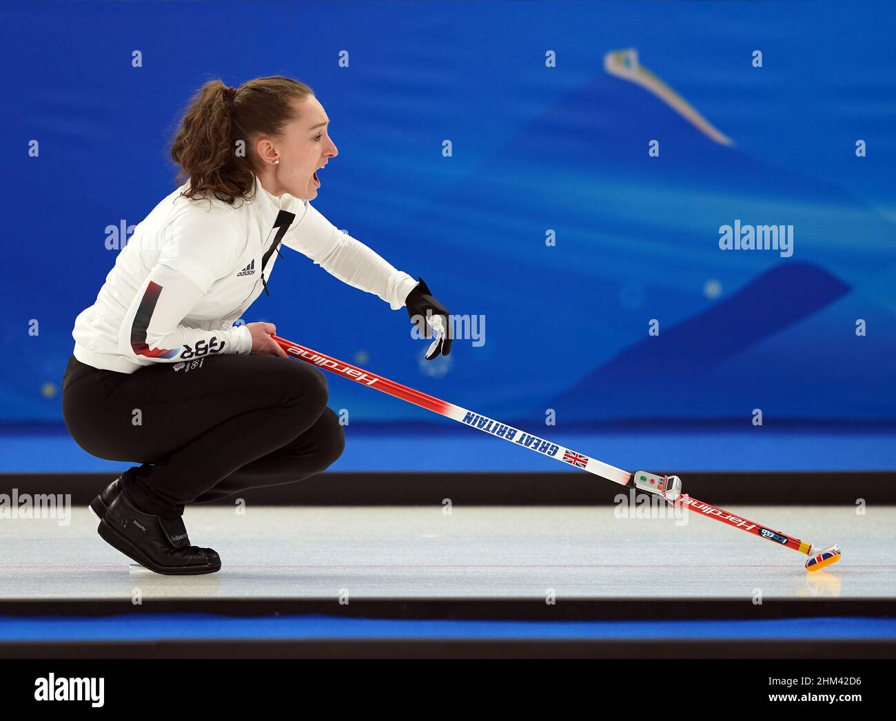 Great Britain's Jennifer Dodds in the curling mixed doubles semi-finals ...