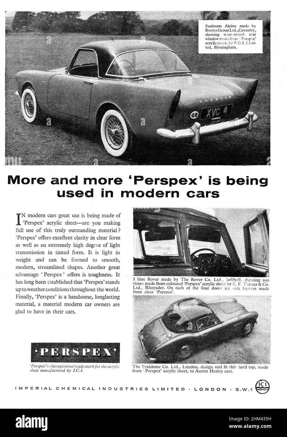 A vintage advert for the Perspex acrylic window materials for the ...
