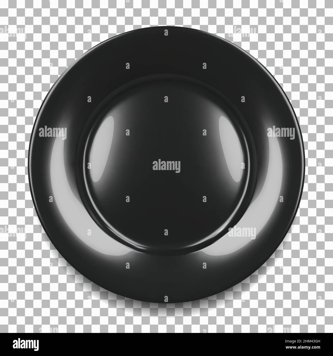 Black round empty plate top view with transparent shadow Stock Vector ...