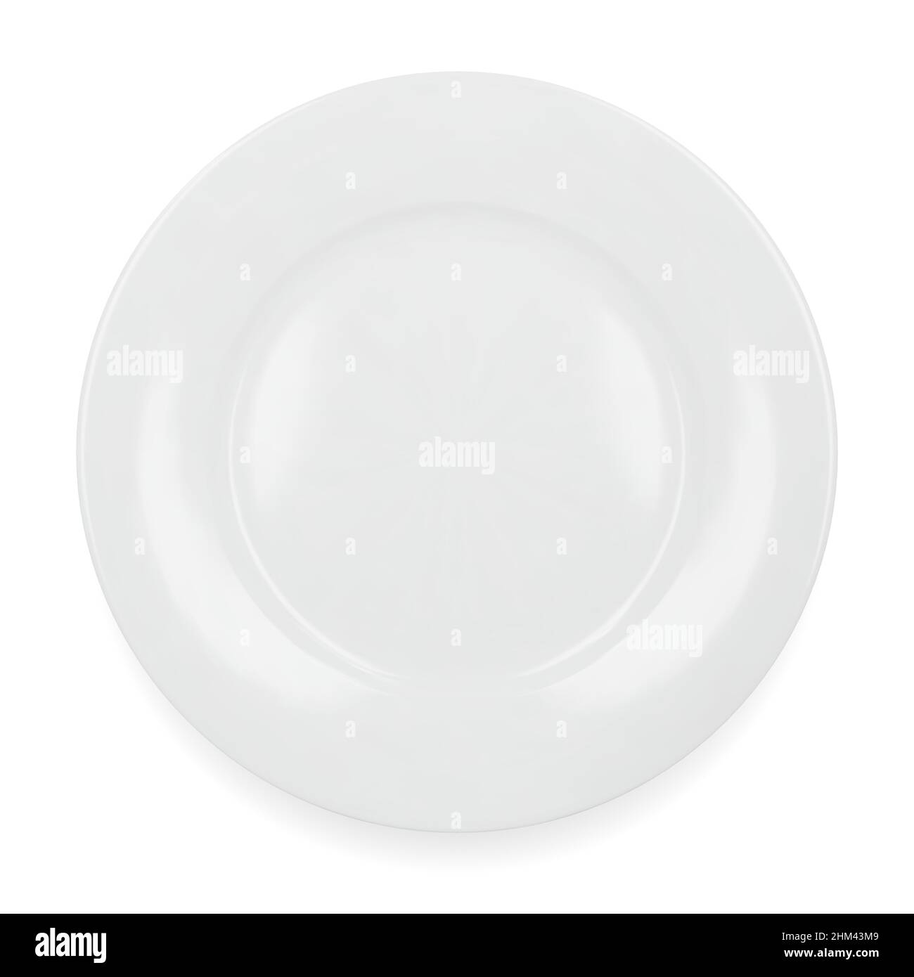 White round empty plate top view isolated on white background Stock ...