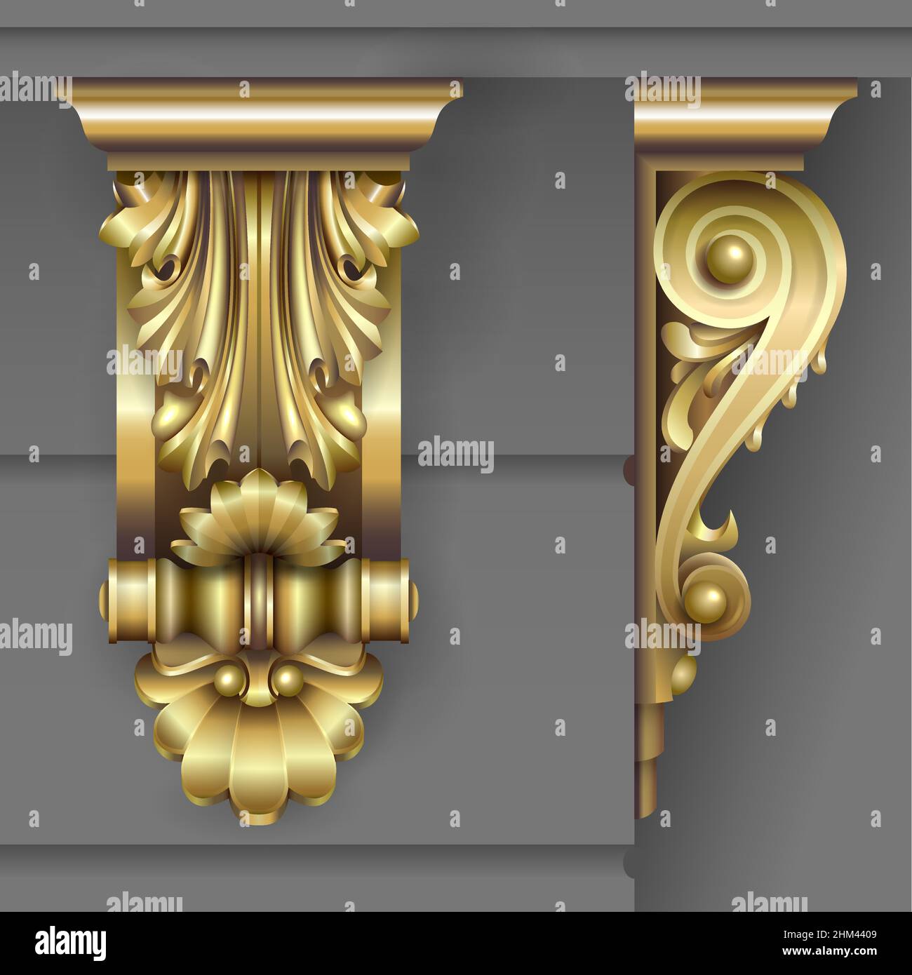 Gold Architectural bracket from facade in classic baroque style for the ...