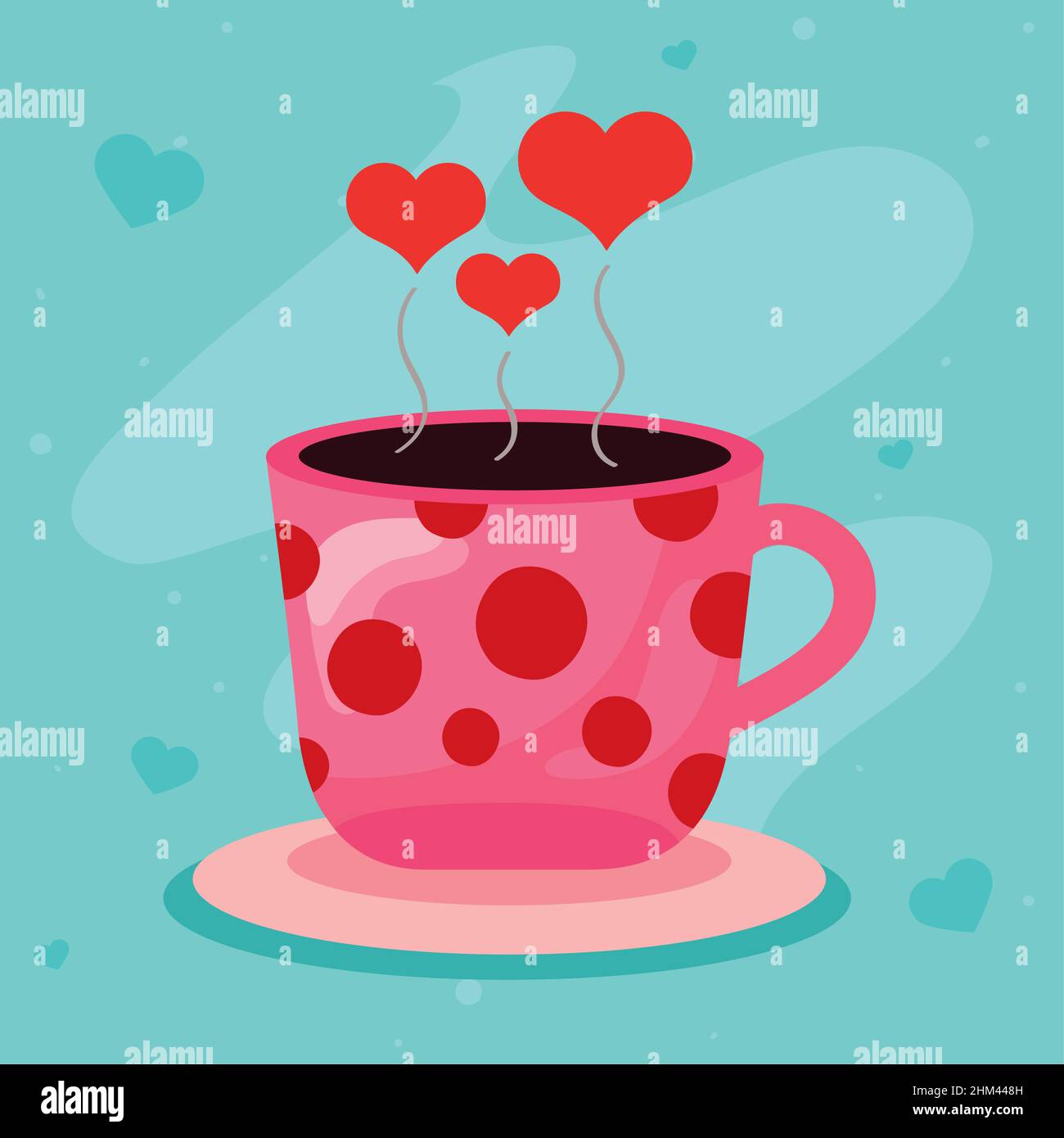 valentines coffee cup and hearts Stock Vector Image & Art - Alamy