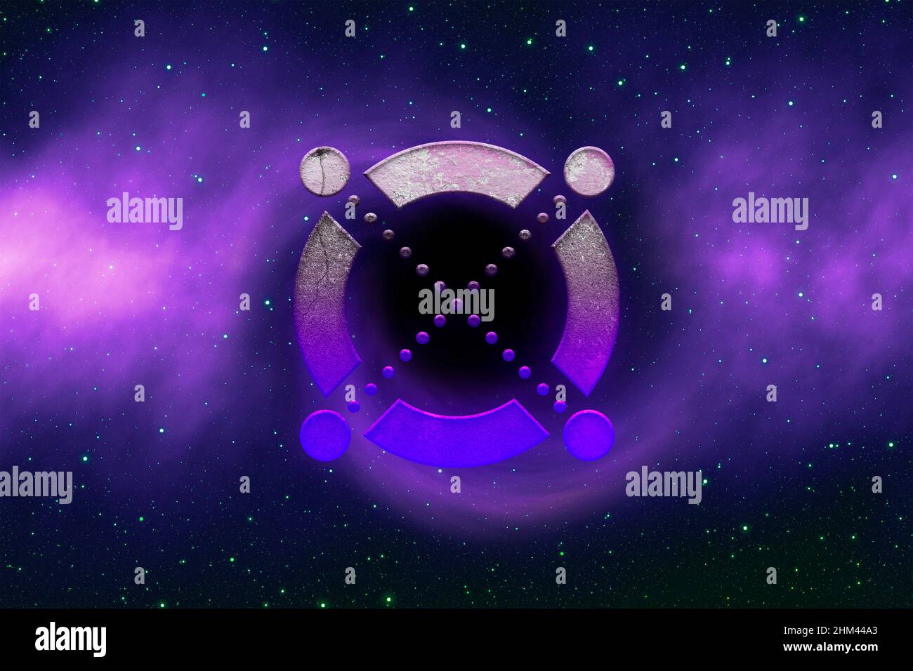 3D rendering cryptocurrency elrond coin on colorful background ...