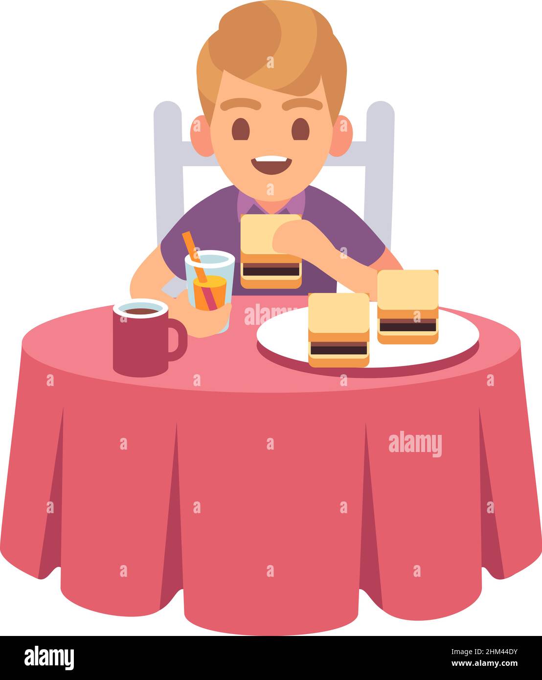 Boy eating breakfast food. Healthy kid nutrition Stock Vector Image ...
