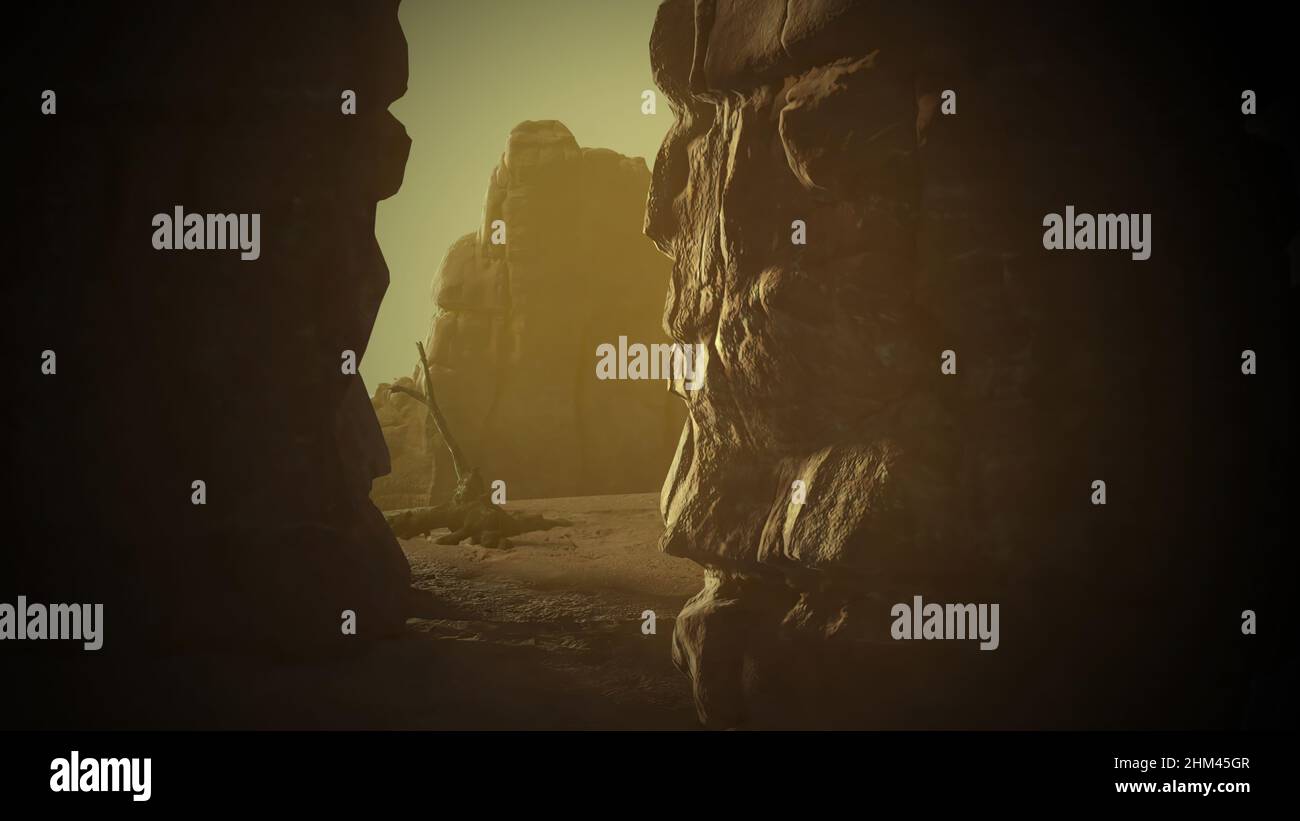 3d illustration - Canyonlands Barren Alien Sci-Fi Planet Stock Photo ...