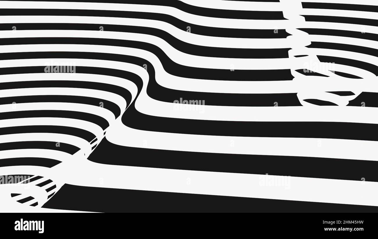 3d illustration - abstract black and white background with lines Stock ...