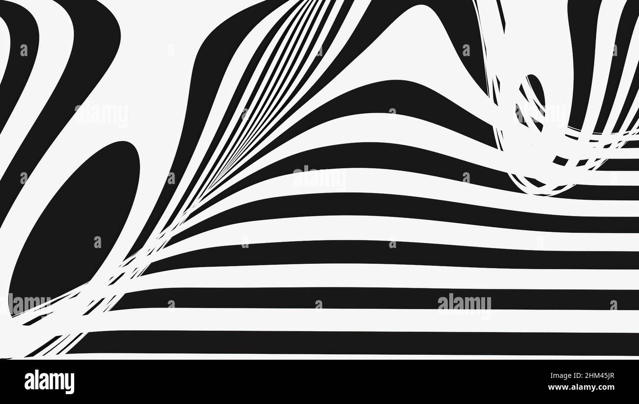3d illustration - abstract black and white background with lines Stock ...