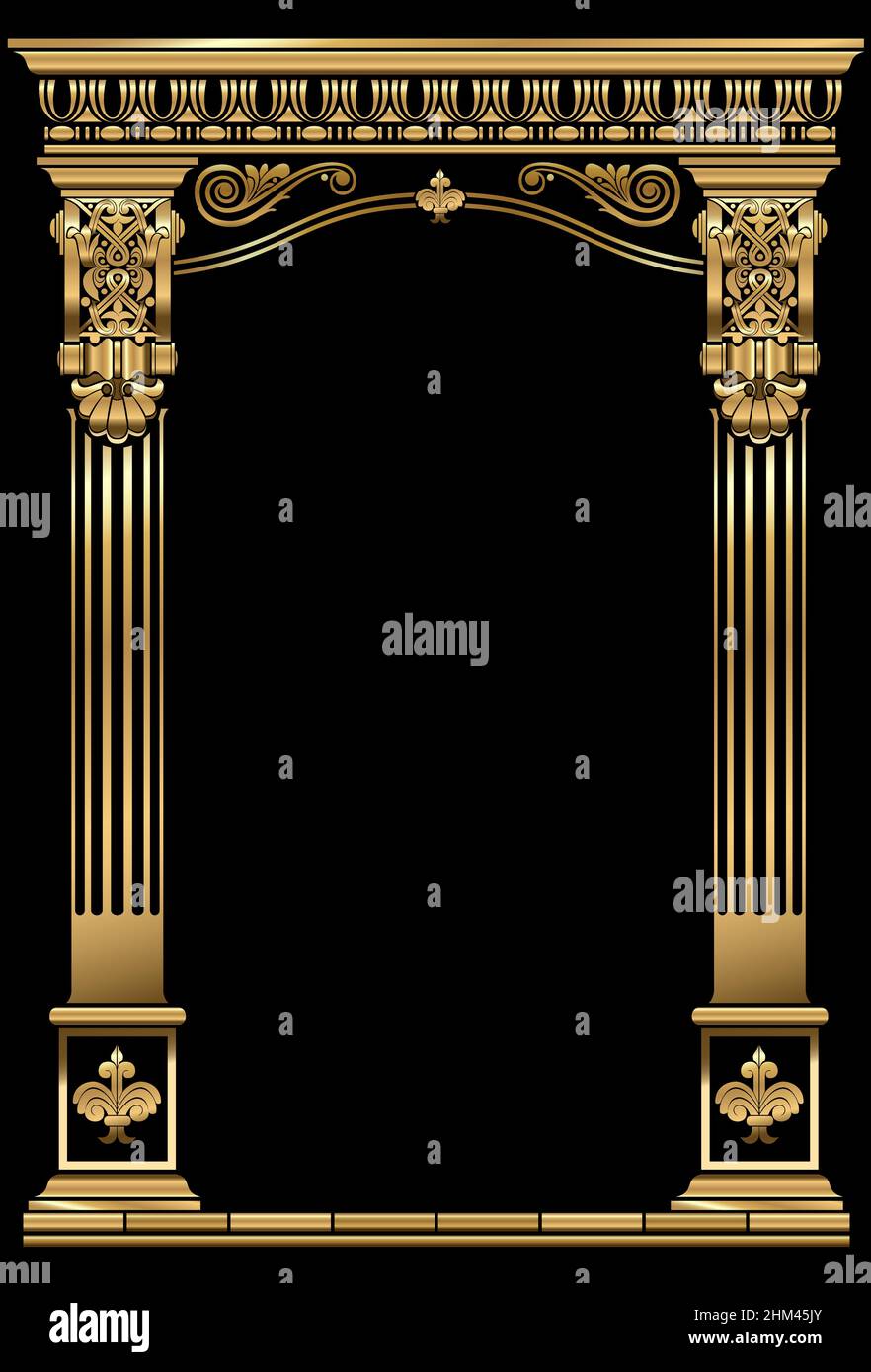 Vector arch. Cover for postcard, certificate, diploma. Golden vintage ...