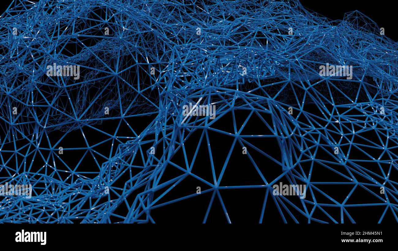 3d Illustration Abstract Wireframe Structure Using As Modern Science Fiction Background Stock