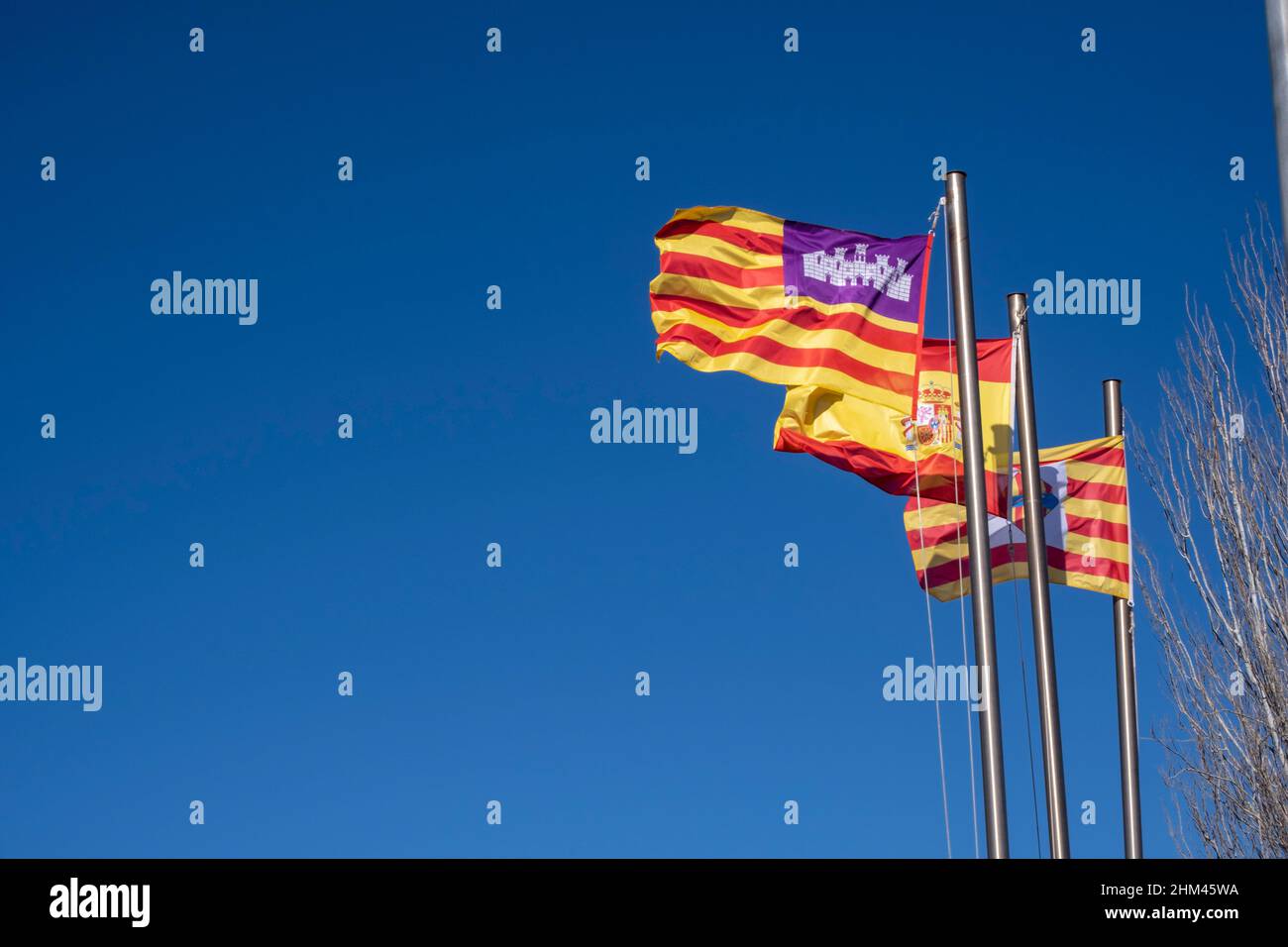 flags of the people, the community and the country, Inca, Mallorca ...