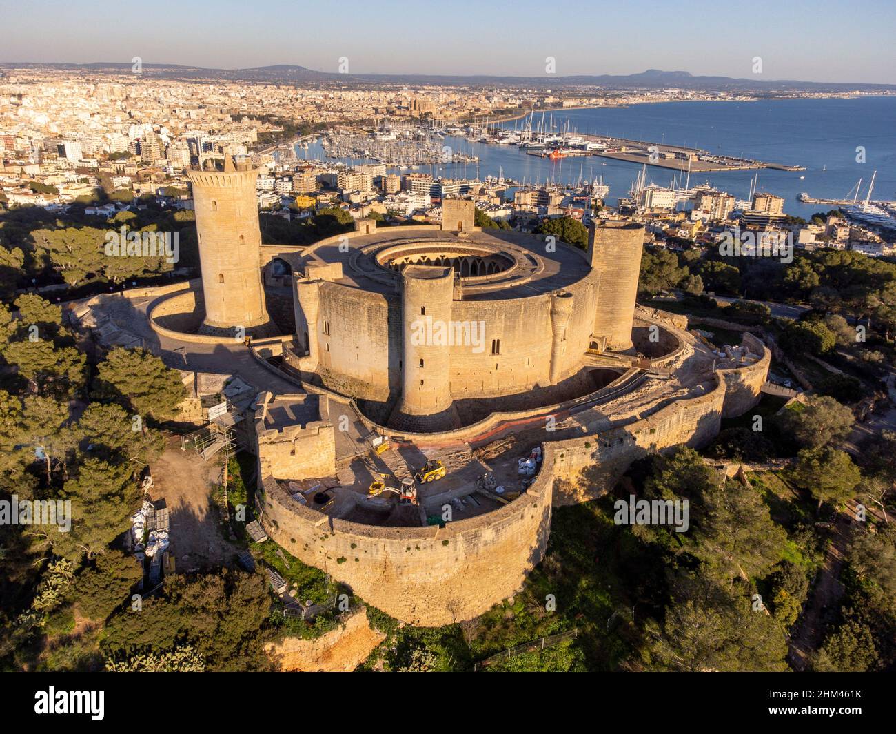 Bellver castle and the city of Palma in the background, Mallorca ...