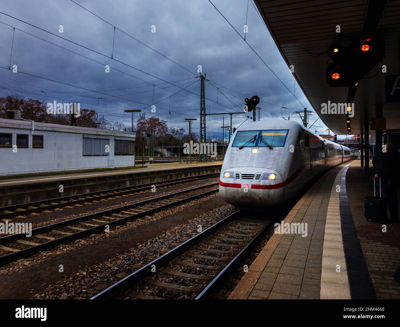 Stuttgart, Germany - DEC 08 2019 : Passengers and platform with ...
