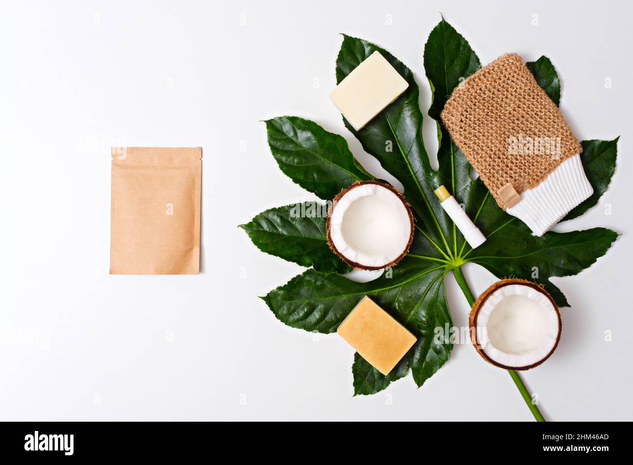 eco natural organic cosmetic on white background, skin care products ...