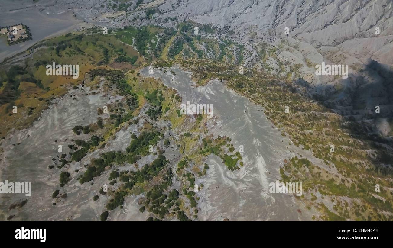 Top down Mount Batok. Volcano have beautiful mountain range wave ...