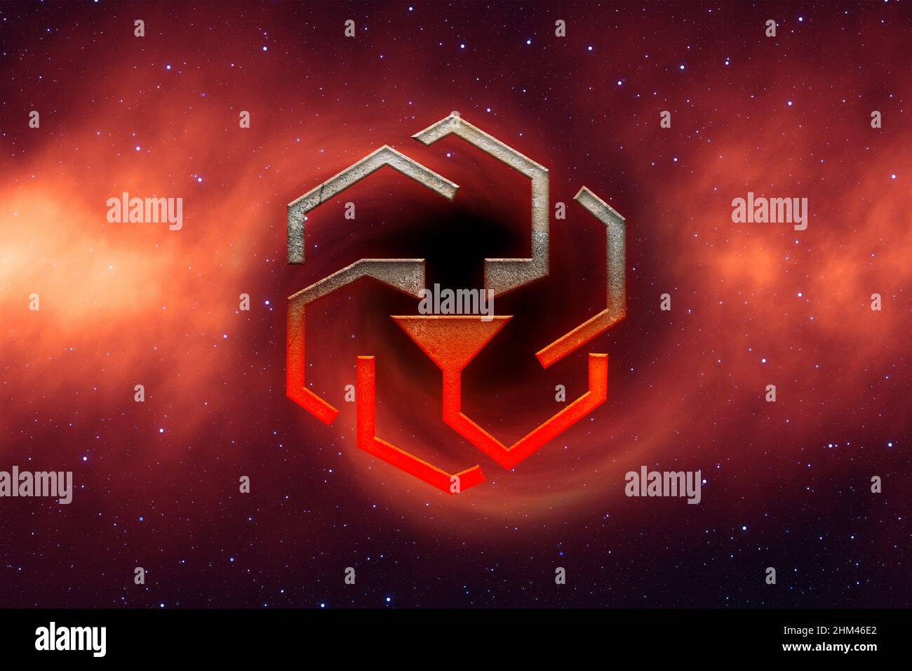 3D rendering cryptocurrency unus coin on colorful background ...