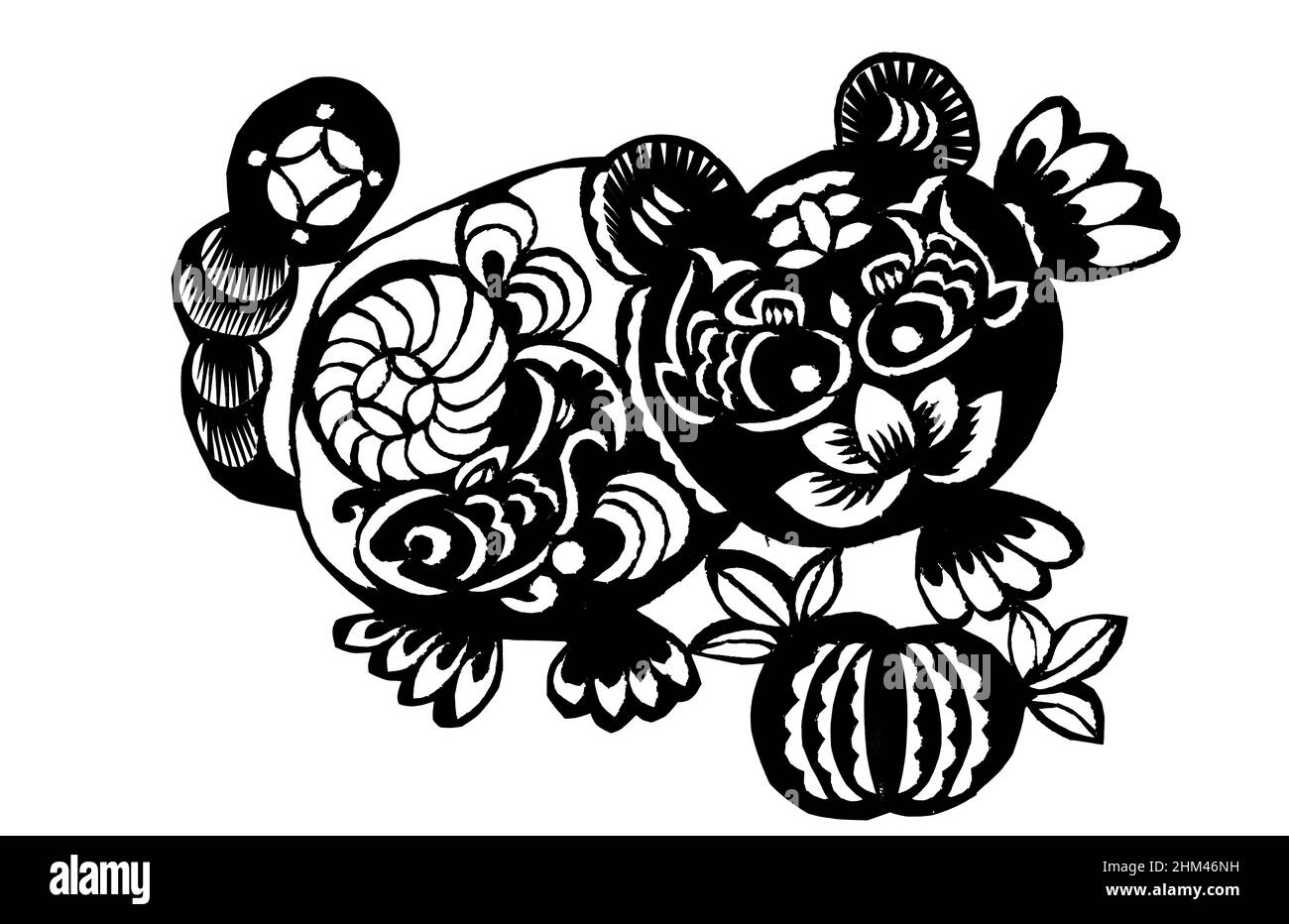 Asian tiger painting Black and White Stock Photos & Images - Alamy