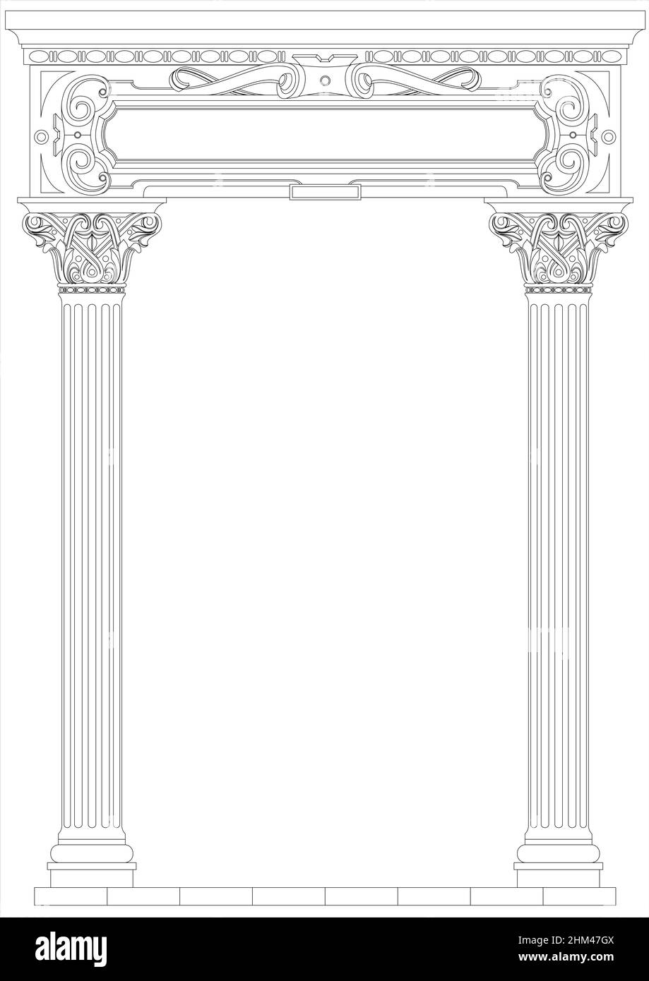 Contouring coloring of classical arch. Classic antique portal with ...