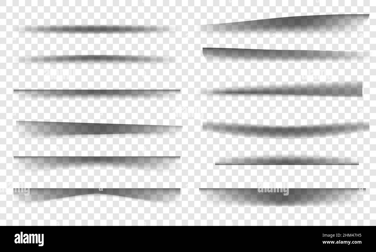 Realistic shadows set. Square dividers transparent black soft shadows ...