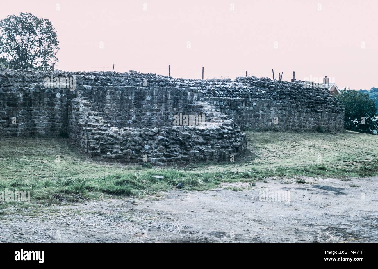 Ruins of Roman town Venta Silurum in Caerwent, Gwent, Wales. City wall ...