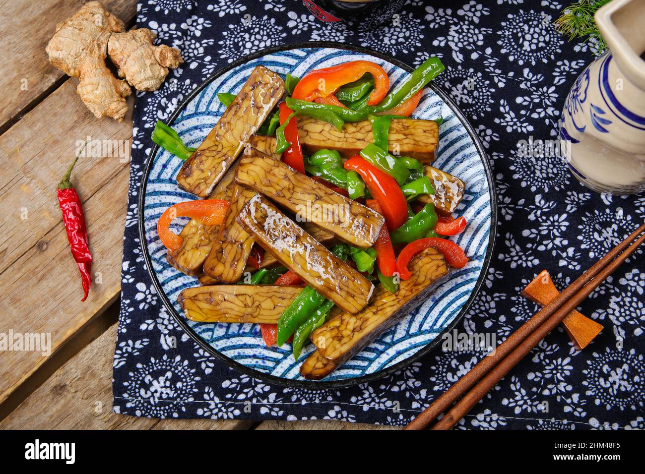 Capsicum Fried bean curd Stock Photo - Alamy