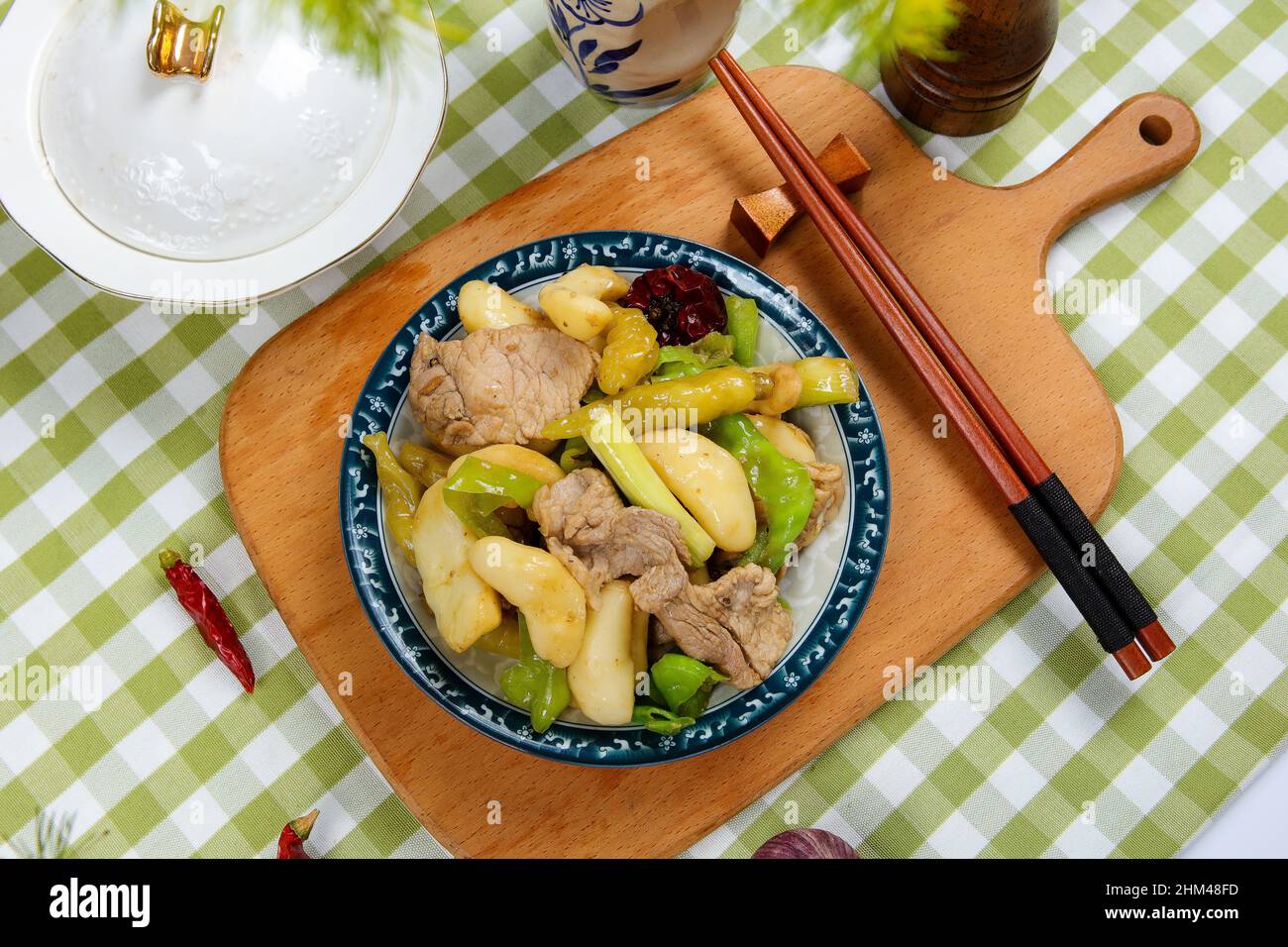 Water chestnut fry meat Stock Photo - Alamy