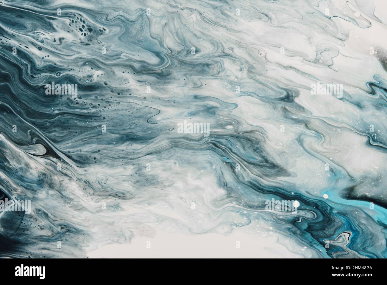 Fluid Art. Liquid transparent white and grey abstract paint drips and ...