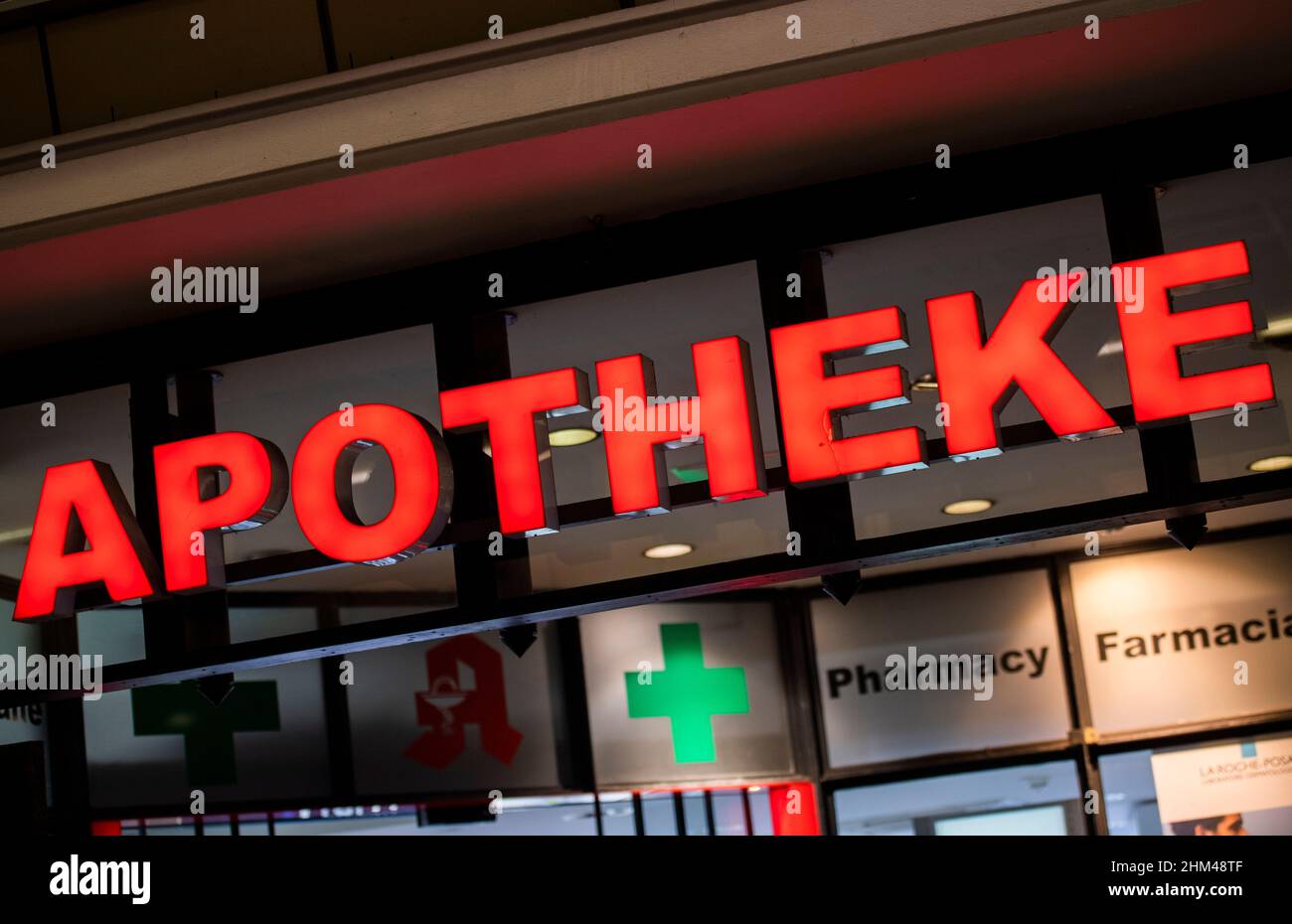 07 February 2022, Berlin: The pharmacy at Bahnhof Zoo has the Apotheke ...