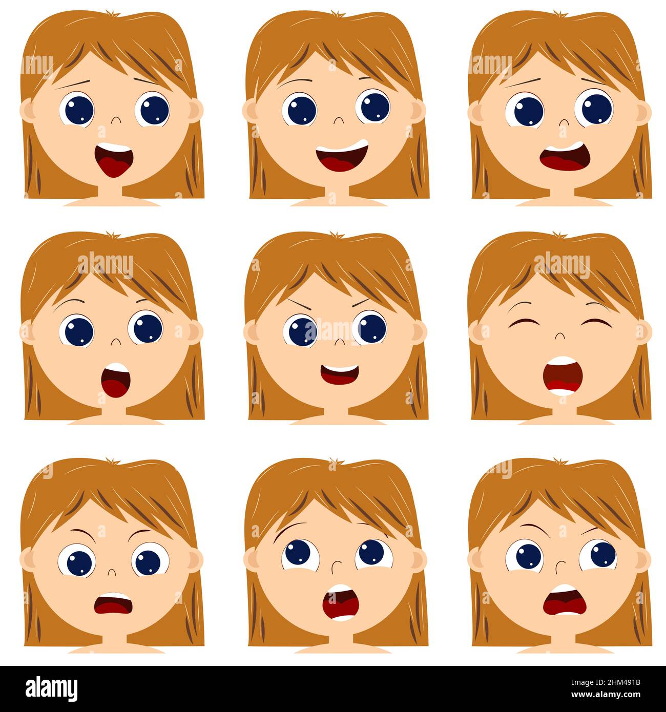 Collection of cute childish emotions. Children's set of different ...