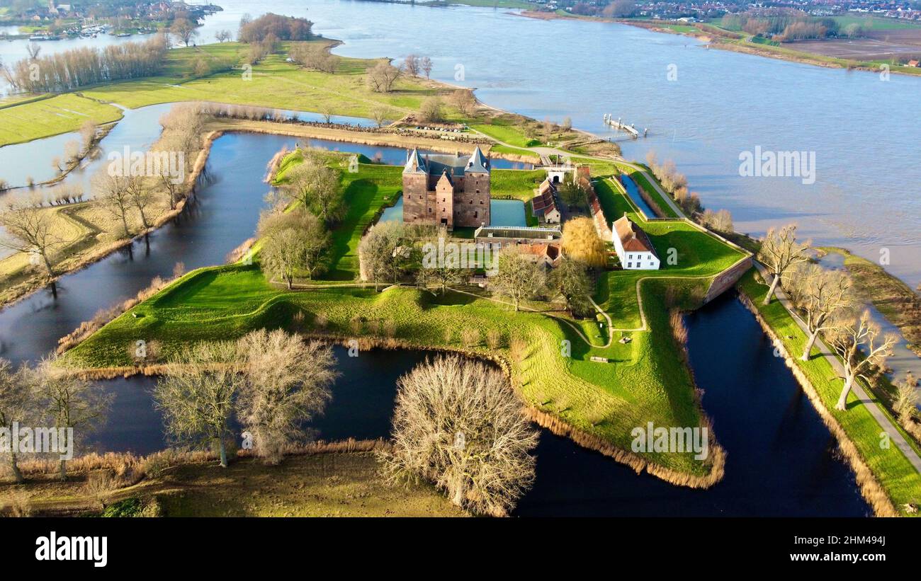 Loevestein castle from above Stock Photo - Alamy
