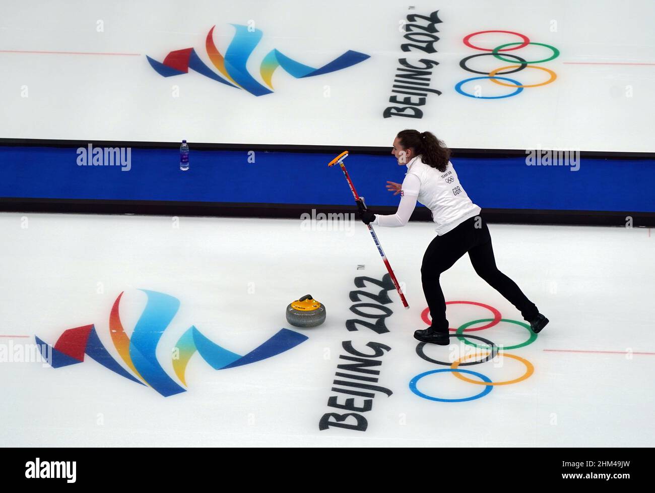 Great Britain's Jennifer Dodds in the curling mixed doubles semi-finals ...