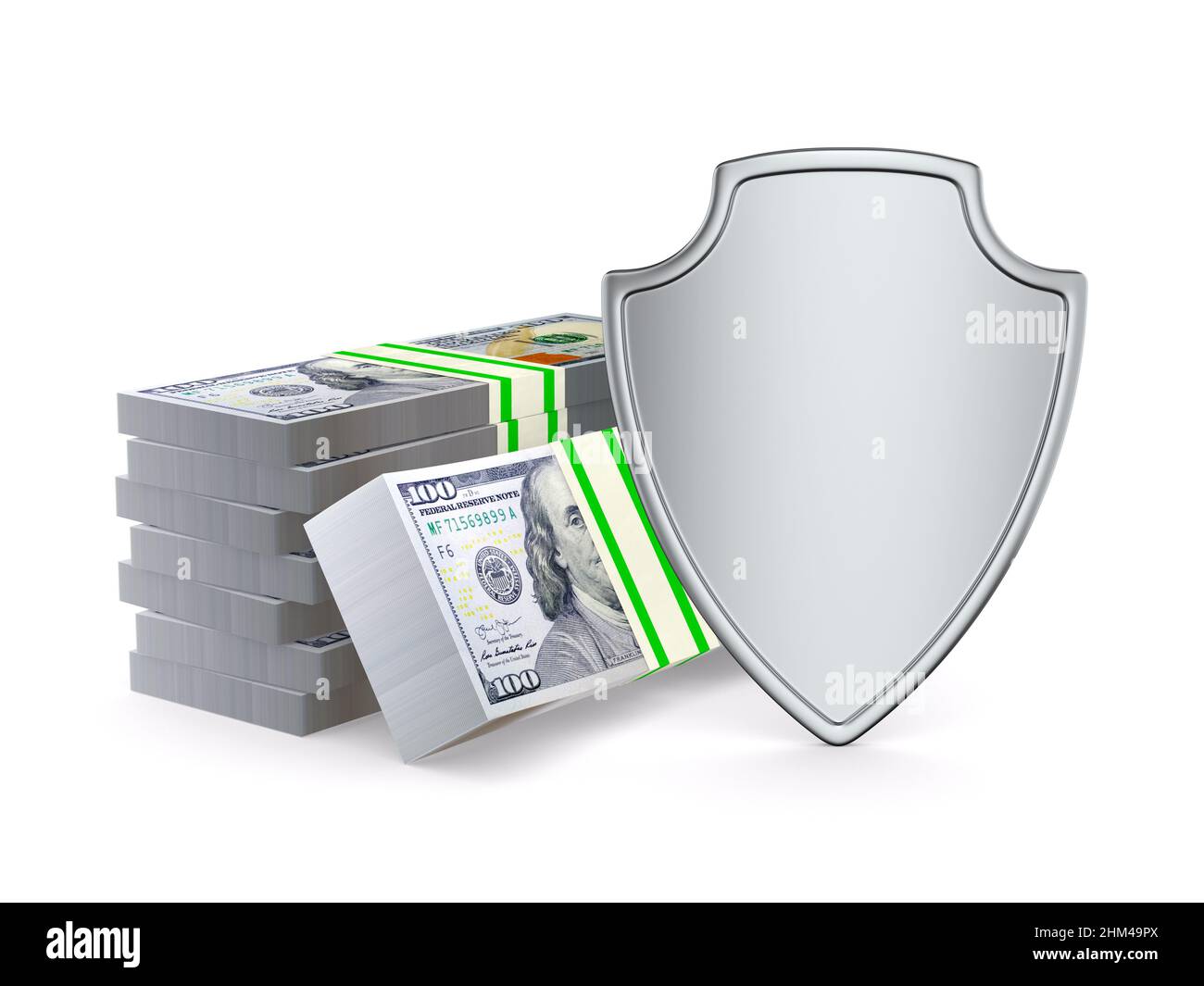 Protection money on white background. Isolated 3D illustration Stock ...