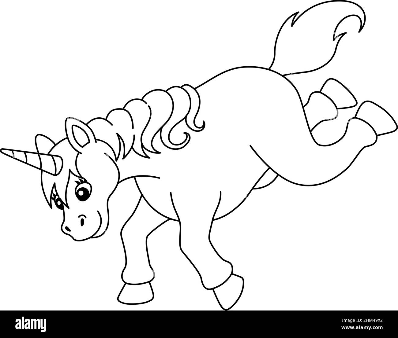 Falling Unicorn Coloring Page Isolated for Kids Stock Vector Image ...